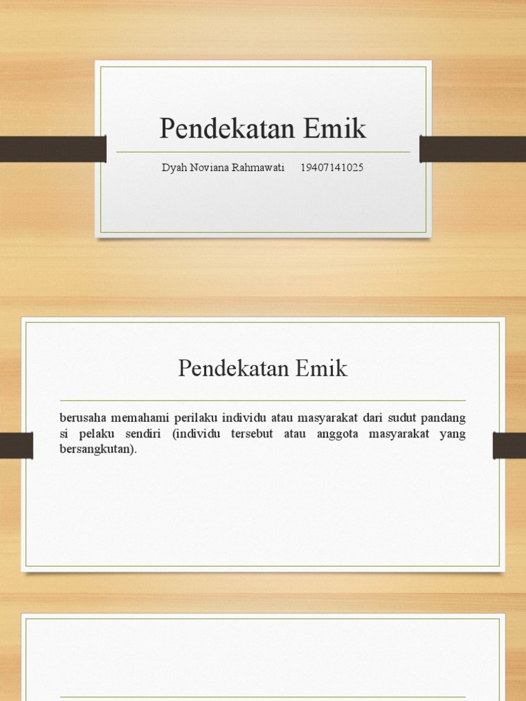 Pendekatan Emik | PDF