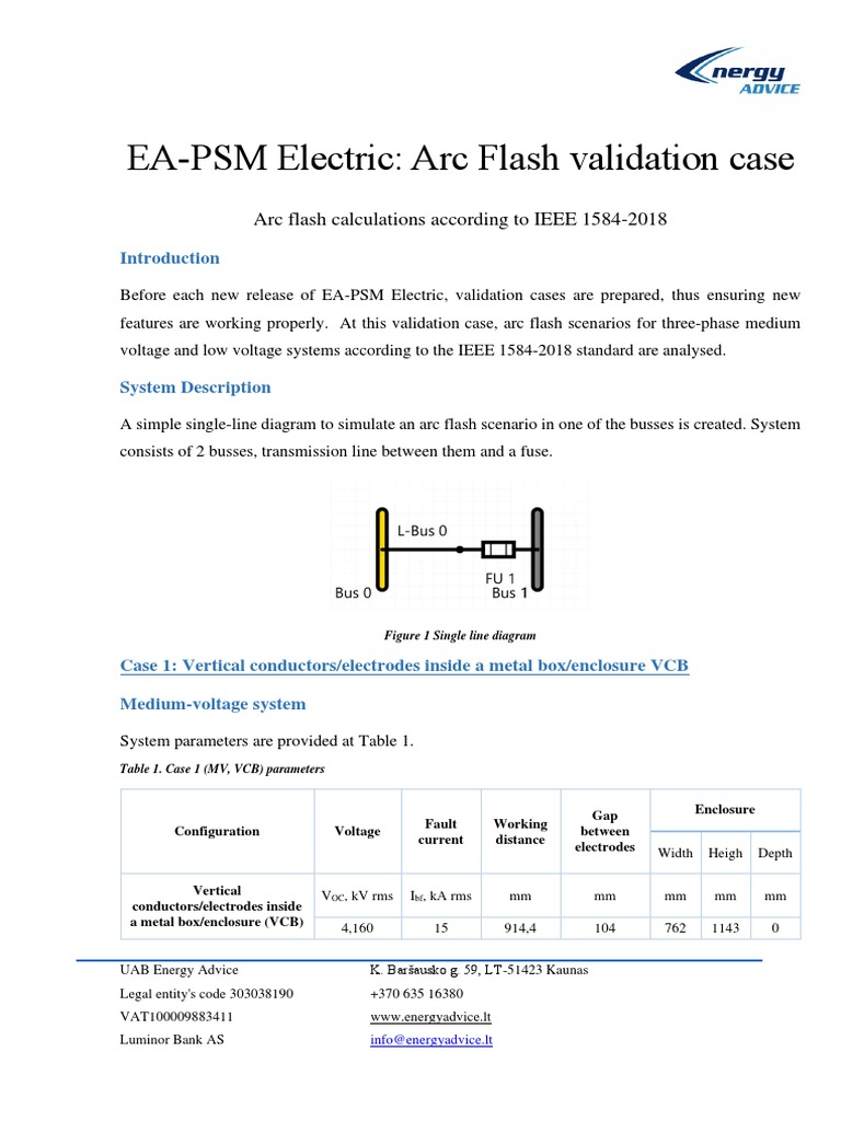 Arc Flash IEEE 1584-2018 EA-PSM Validation Case | PDF | Electric Arc ...