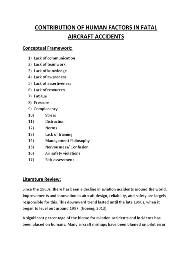 Contribution of Human Factors in Fatal Aircraft Accidents | Download ...