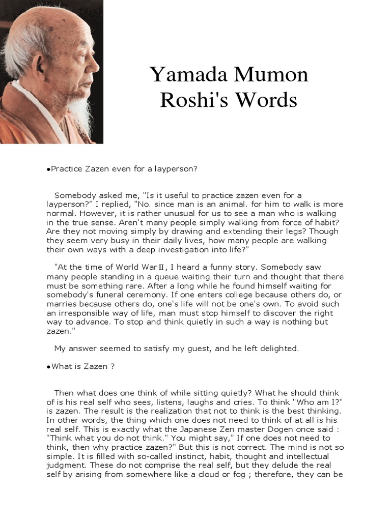Yamada Mumon Roshi's Words | PDF | Bodhisattva | Zen