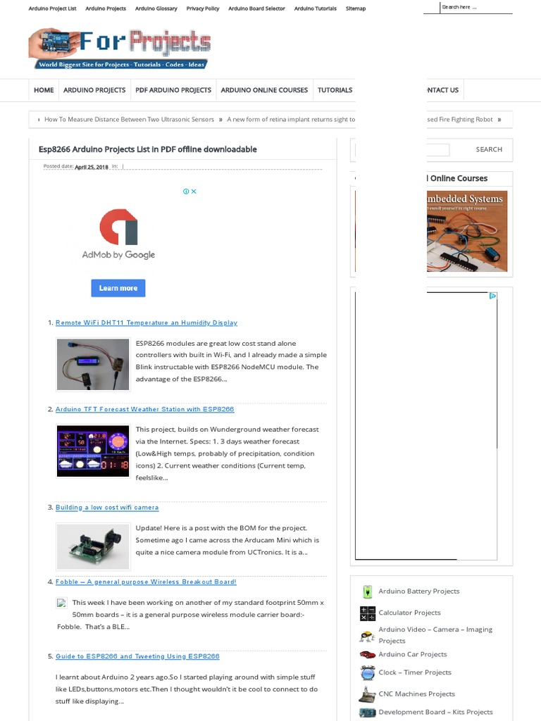 Esp8266 Arduino Projects List in PDF Offline Downloadable 1 | Download ...