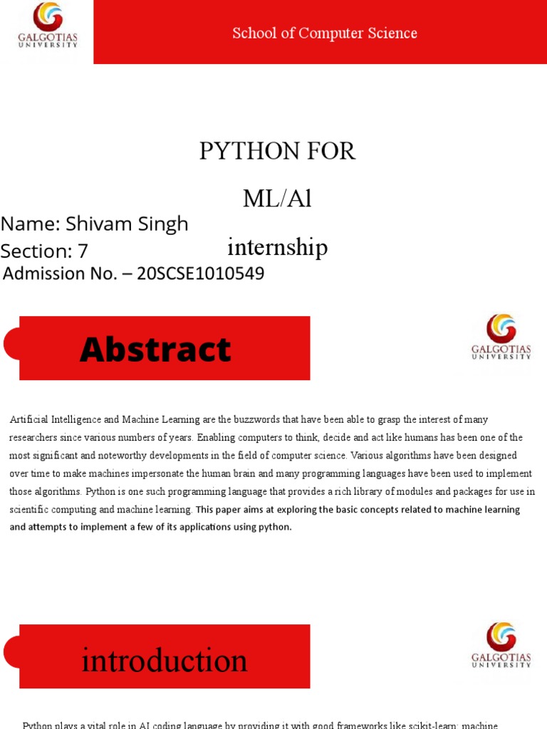 Shivam Singh | PDF | Python (Programming Language) | Machine Learning
