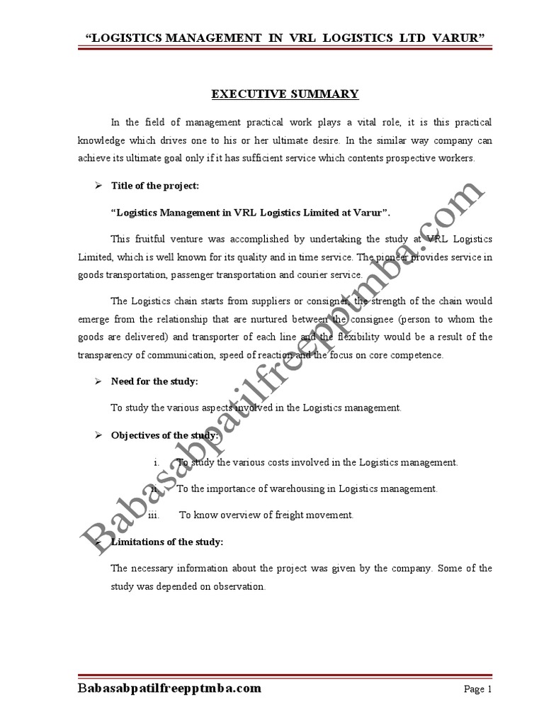 VRL Logistics | PDF | Transport | Logistics