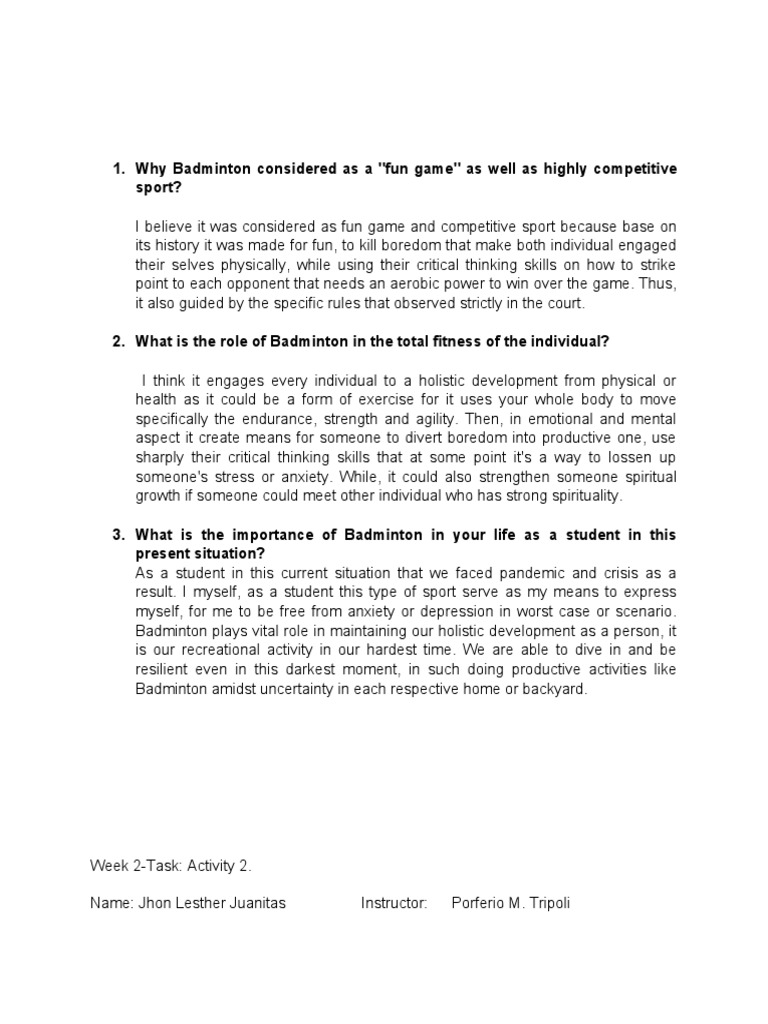 Pe Question | PDF | Recreation