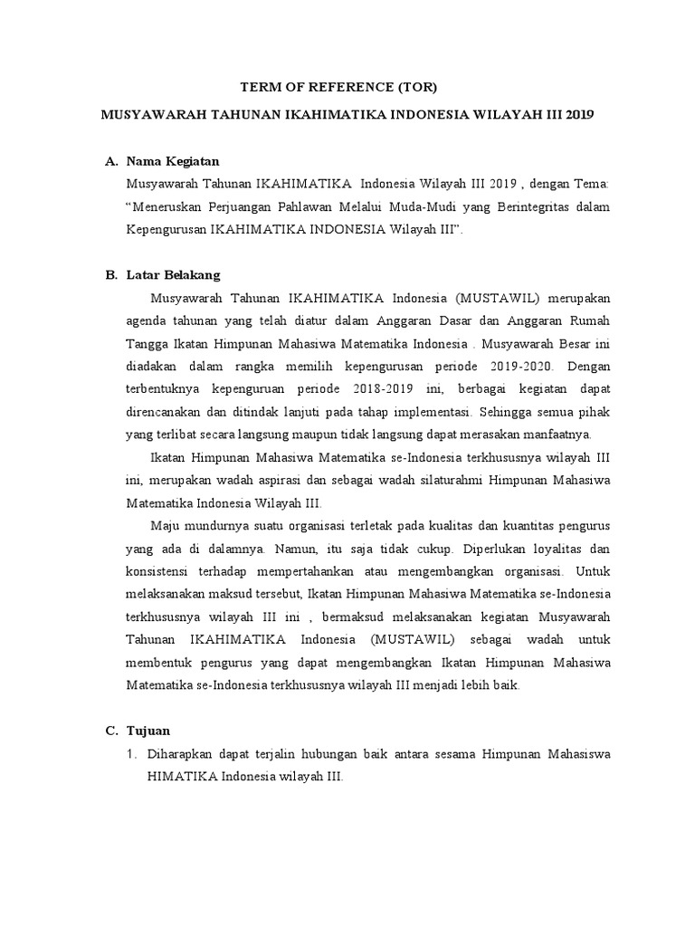 Term of Reference Mustawil | PDF