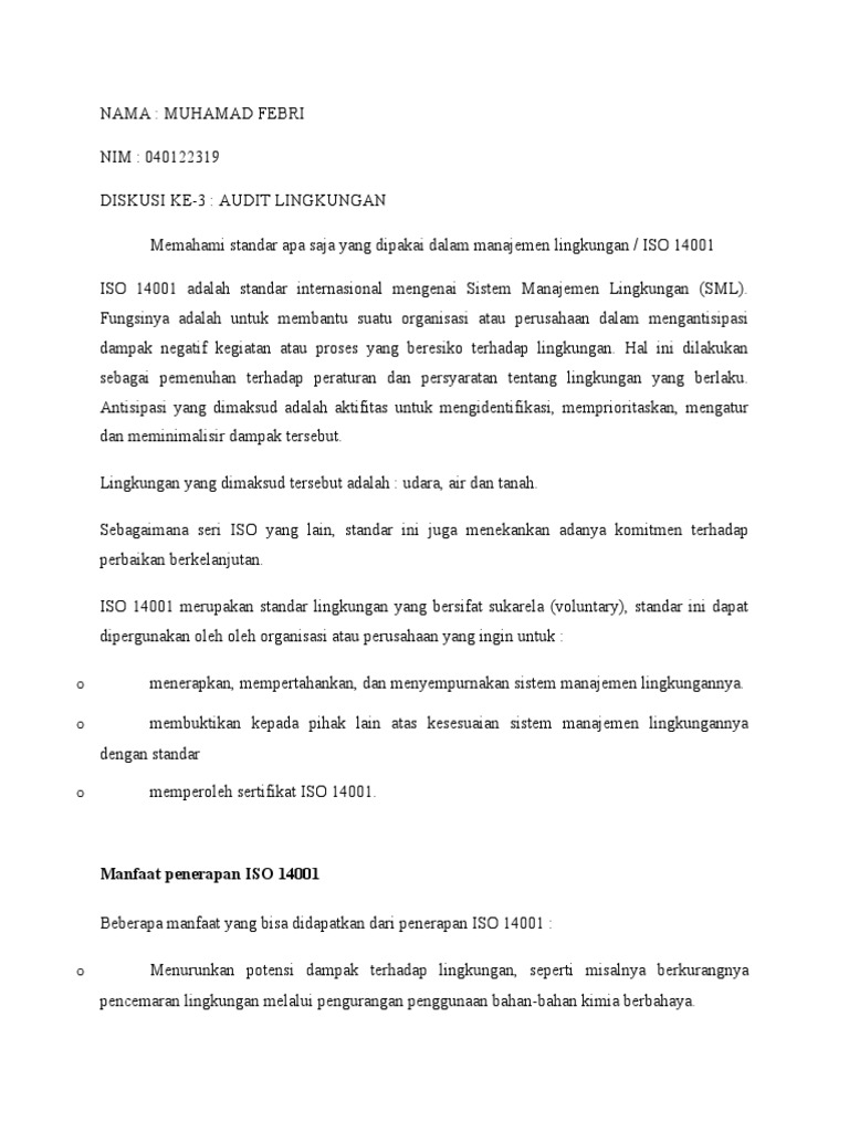 Diskusi Ke3 Audit Lingkungan | PDF