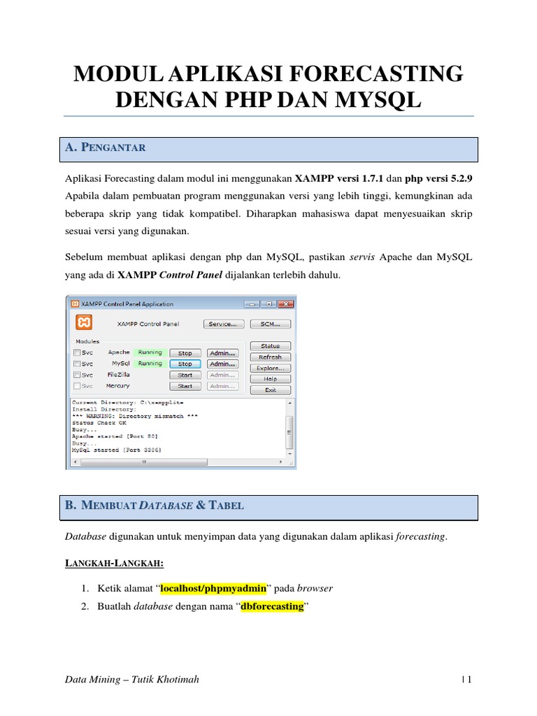 Modul Aplikasi Forecasting DG PHP Dan MySQL | PDF