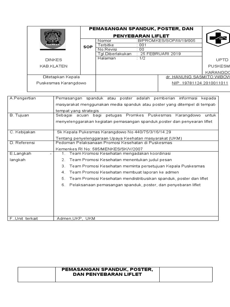 Sop Pemasangan Spanduk Poster | PDF