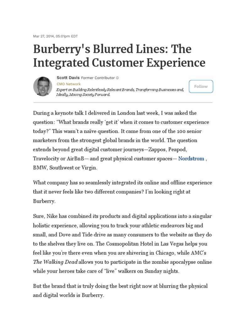 Burberry's Integrated Customer Experience | PDF | Brand | Fashion