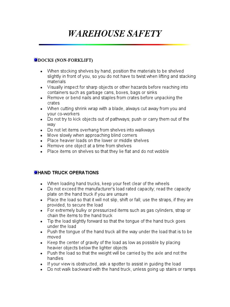 Warehouse Safety | PDF | Manufactured Goods