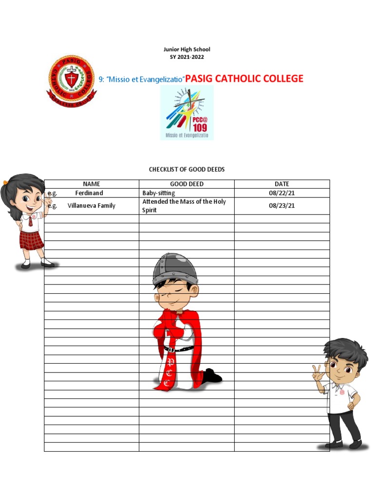 Checklist of Good Deeds | PDF