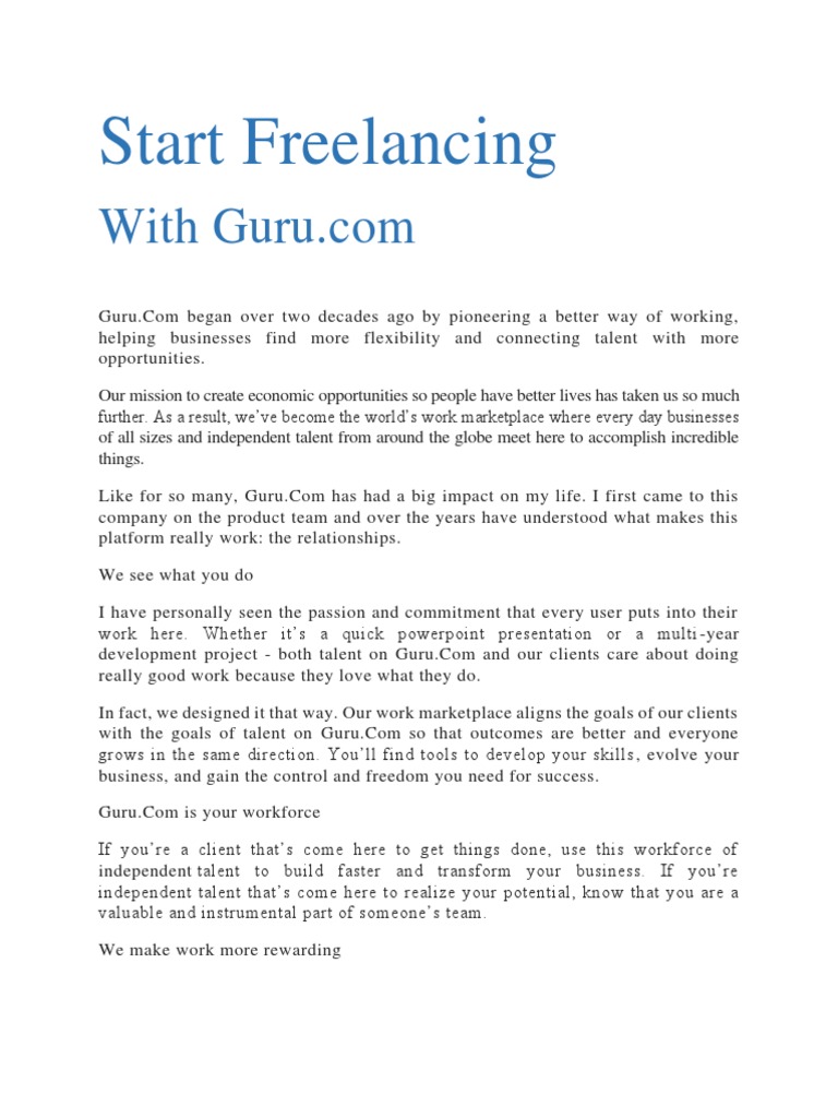 Start Freelancing With GURU | PDF