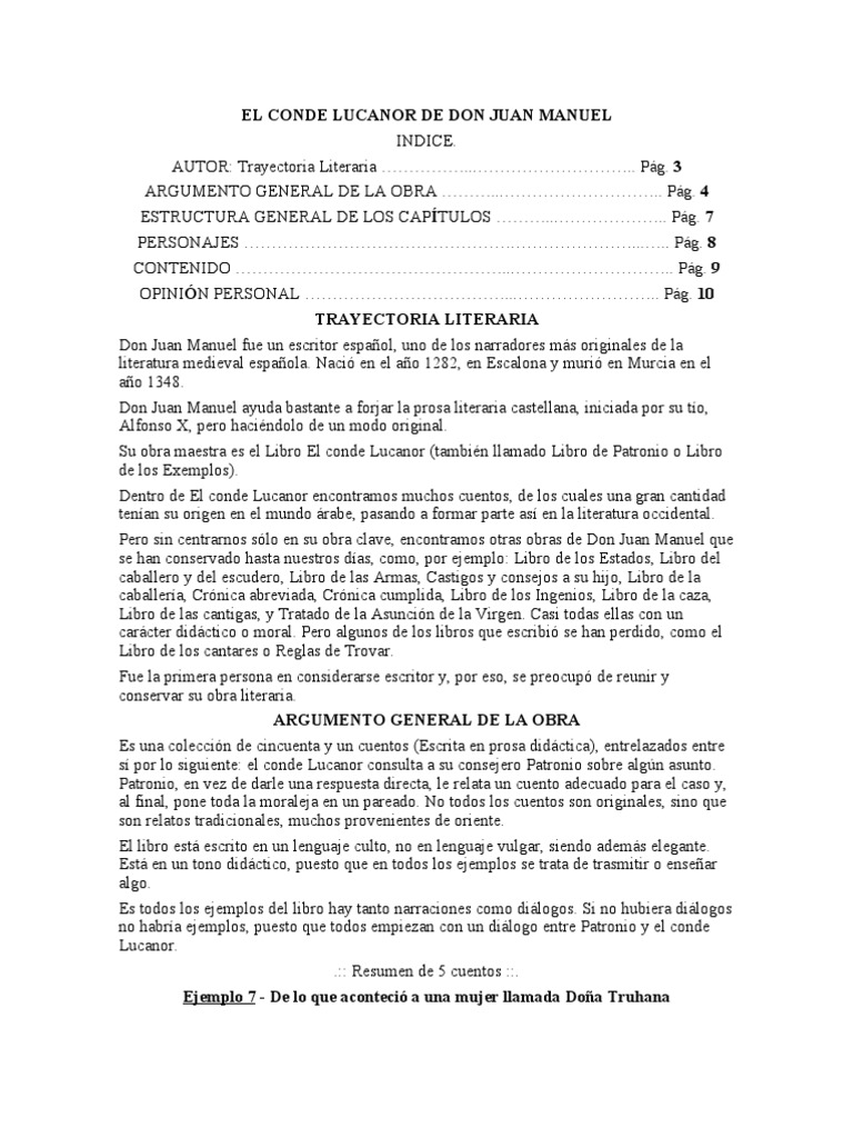 El Conde Lucanor de Don Juan Manue1 | PDF