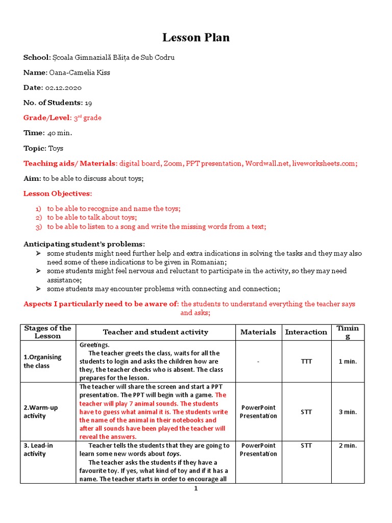 Lesson Plan - Toys Vocabulary | PDF | Microsoft Power Point | Pedagogy