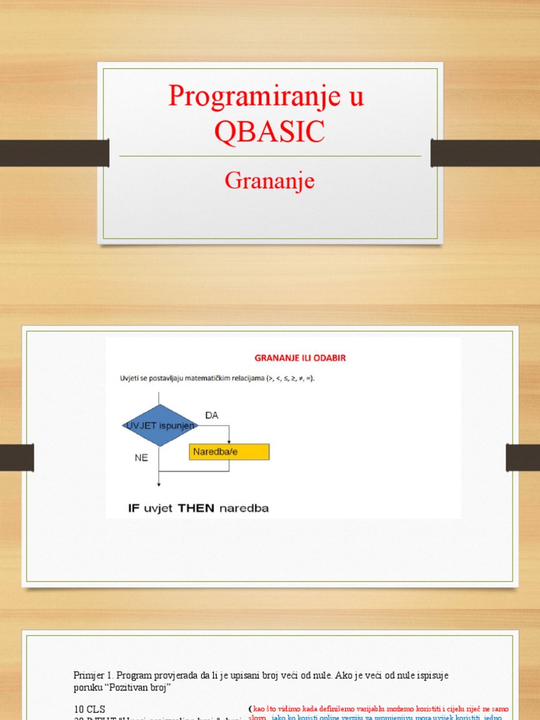 Programiranje U Q-Basic - Grananje 1 | PDF