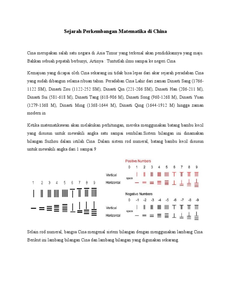 Sejarah Perkembangan Matematika Di China | PDF