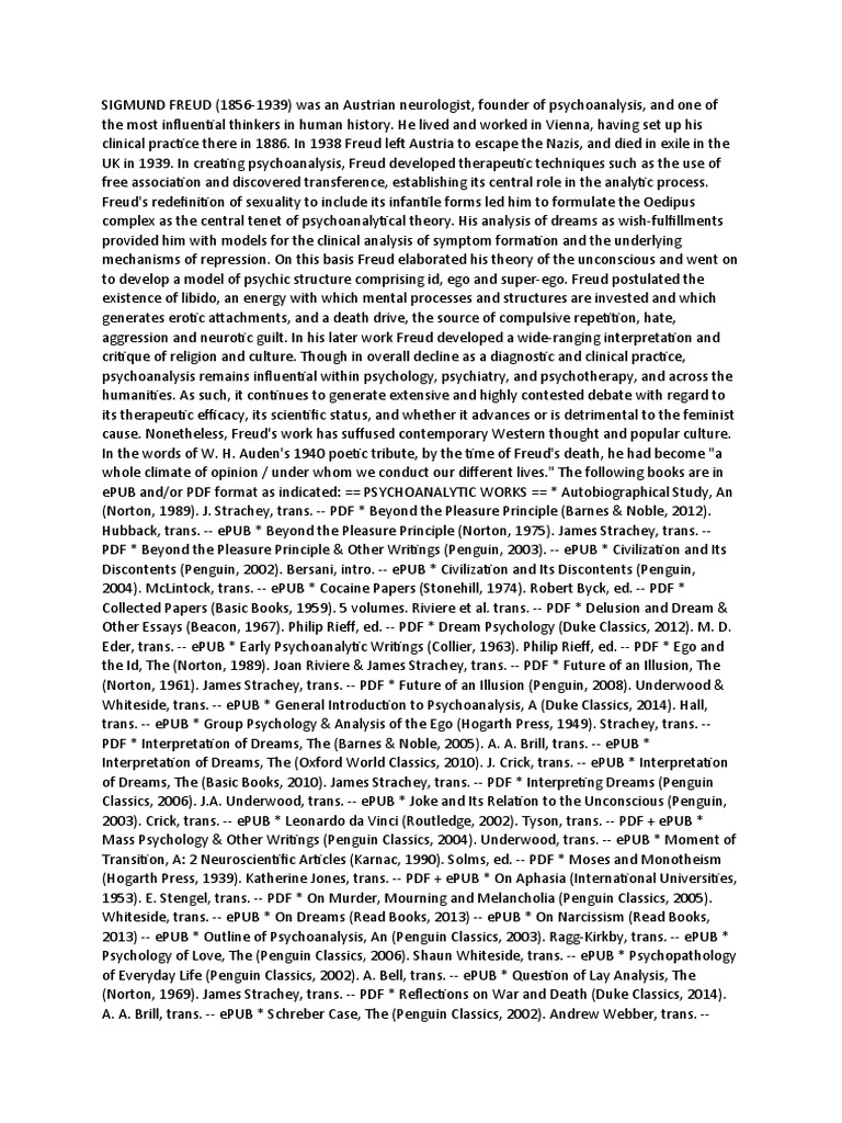 Sigmund Freud | Download Free PDF | Sigmund Freud | Psychoanalysis