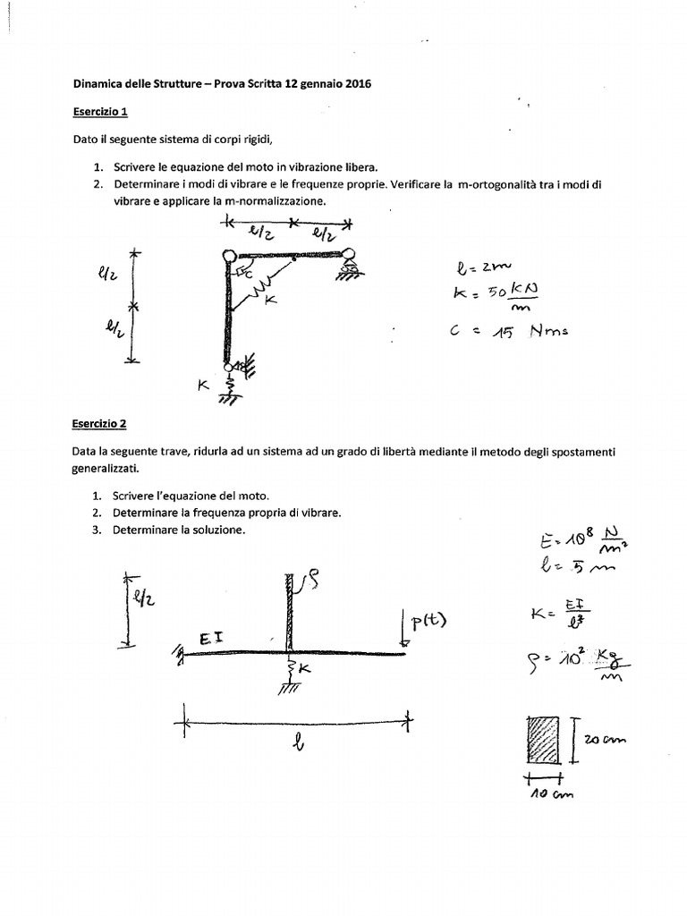 2016-2017 - Appelli D'esame - Dinamica Delle Strutture | PDF