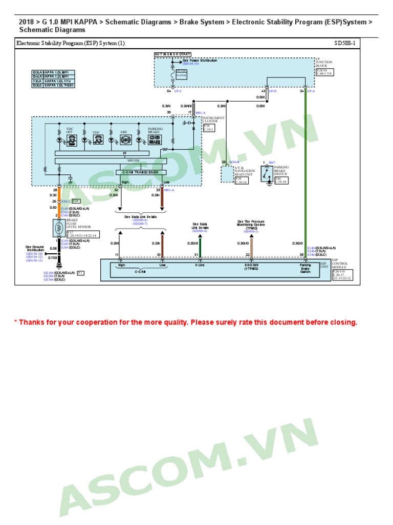 2018 G 1.0 MPI KAPPA Schematic Diagrams Brake System Electronic ...