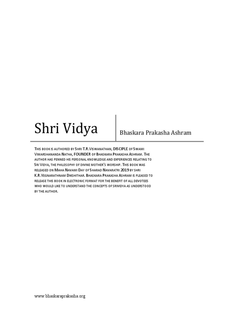 Shri+Vidya+Book+by+TRV+ +final | PDF | Shiva | Devi