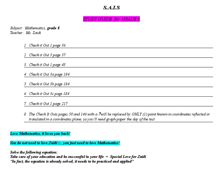 Study Guide Grade 8 Test Nov. 16,2021 | PDF
