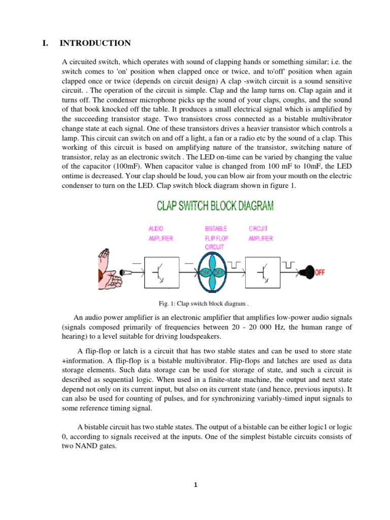 Fig. 1: Clap Switch Block Diagram | PDF | Bipolar Junction Transistor ...