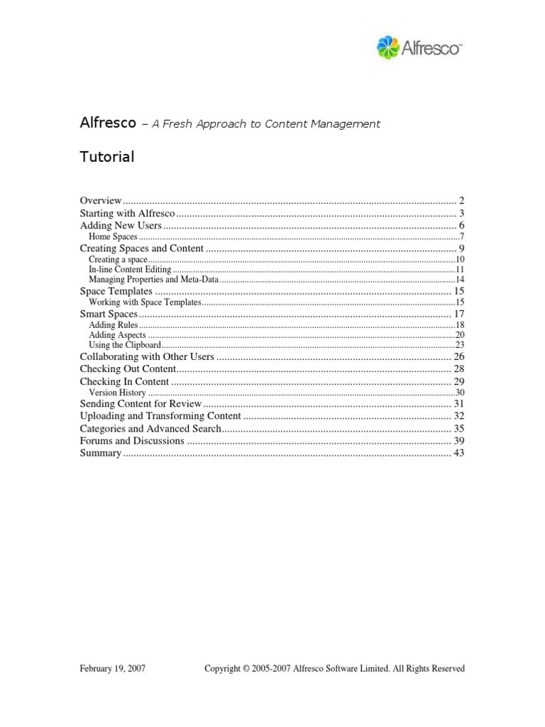 Alfresco 2 0 Tutorial Pdf Internet Forum Web Page