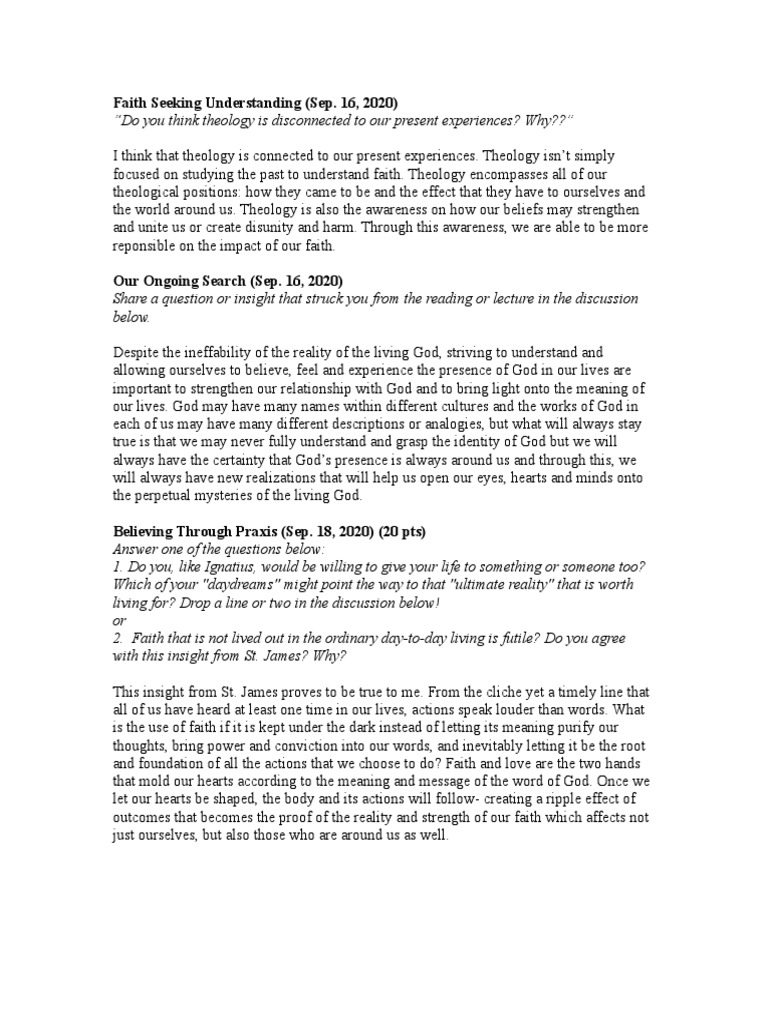 THEO-MODULE 1 (Discussion Answers) | PDF | Faith | Love