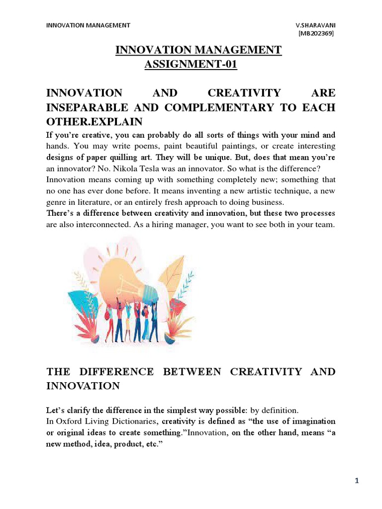 Innovation Management Assignment-01 | PDF | Innovation | Creativity