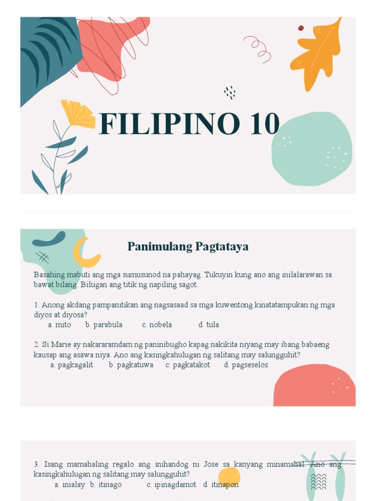 Filipino 10 - Modyul 1 | PDF