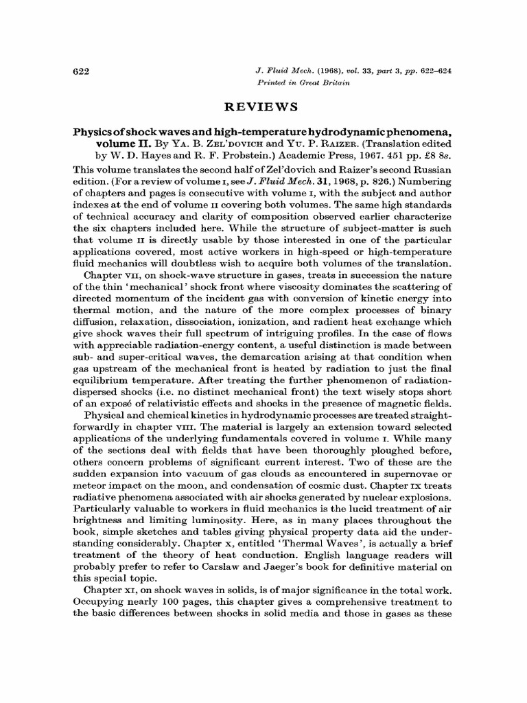 Physics of Shock Waves and High-Temperature Hydrodynamic Phenomena ...