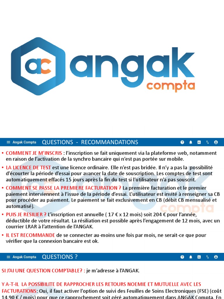 Guide d'inscription et fonctionnalités ANGAK Compta | PDF ...