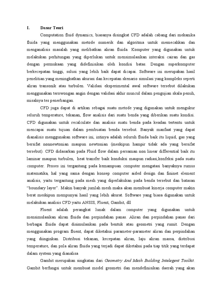 Laporan Simuasli Gambit Fluent | PDF | Metode & Bahan Ajar