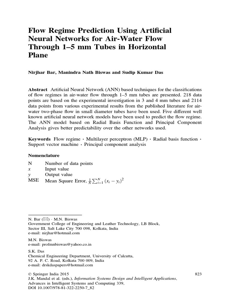 Flow Regime Prediction Using Artificial Neural Network | PDF | Machine Learning | Applied ...