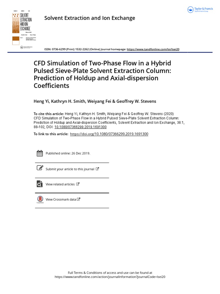 CFD Simulation of Two-Phase Flow in A Hybrid Pulsed Sieve-Plate Solvent ...