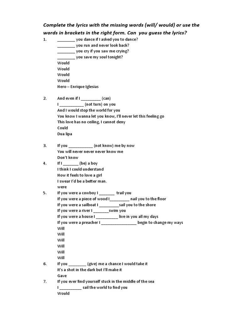 8a 1ST 2ND Conditional Songs | PDF