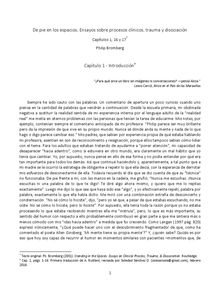 Ensayos de Philip Bromberg sobre trauma | PDF | Psicoanálisis | Trauma ...