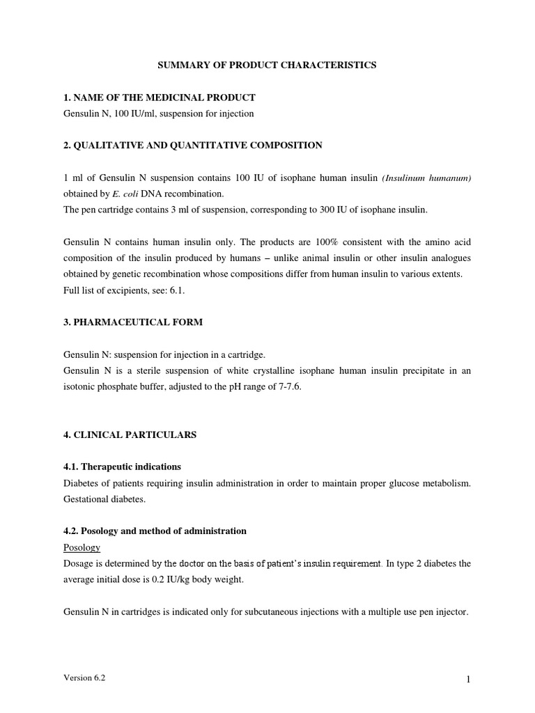 Summary of Product Characteristics | PDF | Insulin | Hypoglycemia