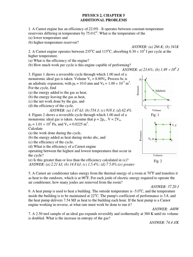 ANSWER: (A) 266 K (B) 341K: Physics 2, Chapter 5 Additional Problems | PDF | Heat | Temperature