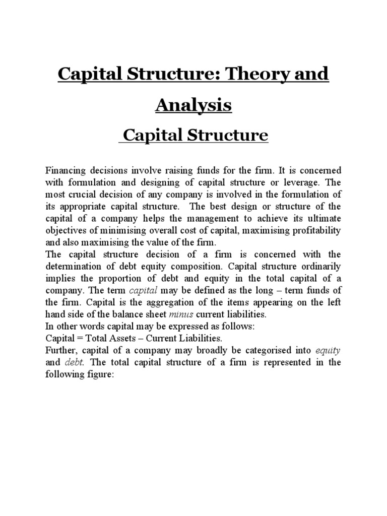 Capital Structure: Theory and Analysis | PDF | Financial Capital ...