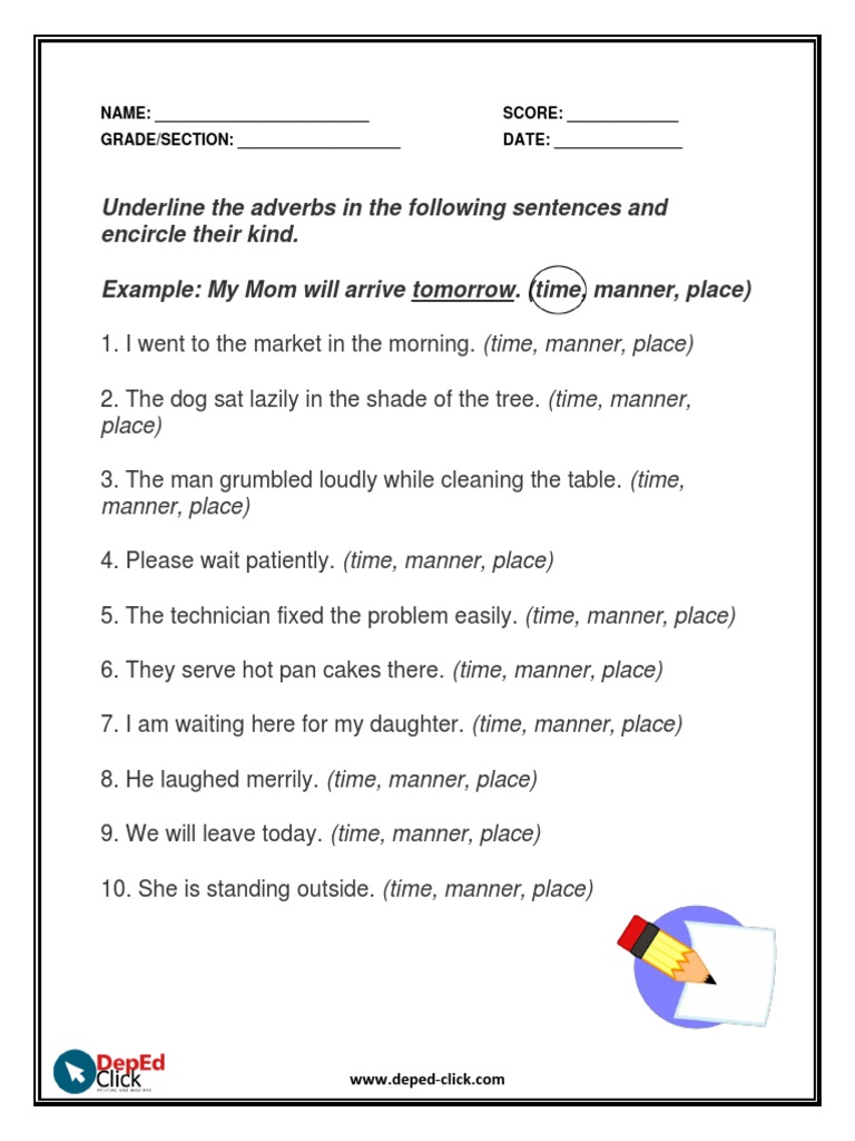 Grade 4 Adverb Activity Sheet | PDF