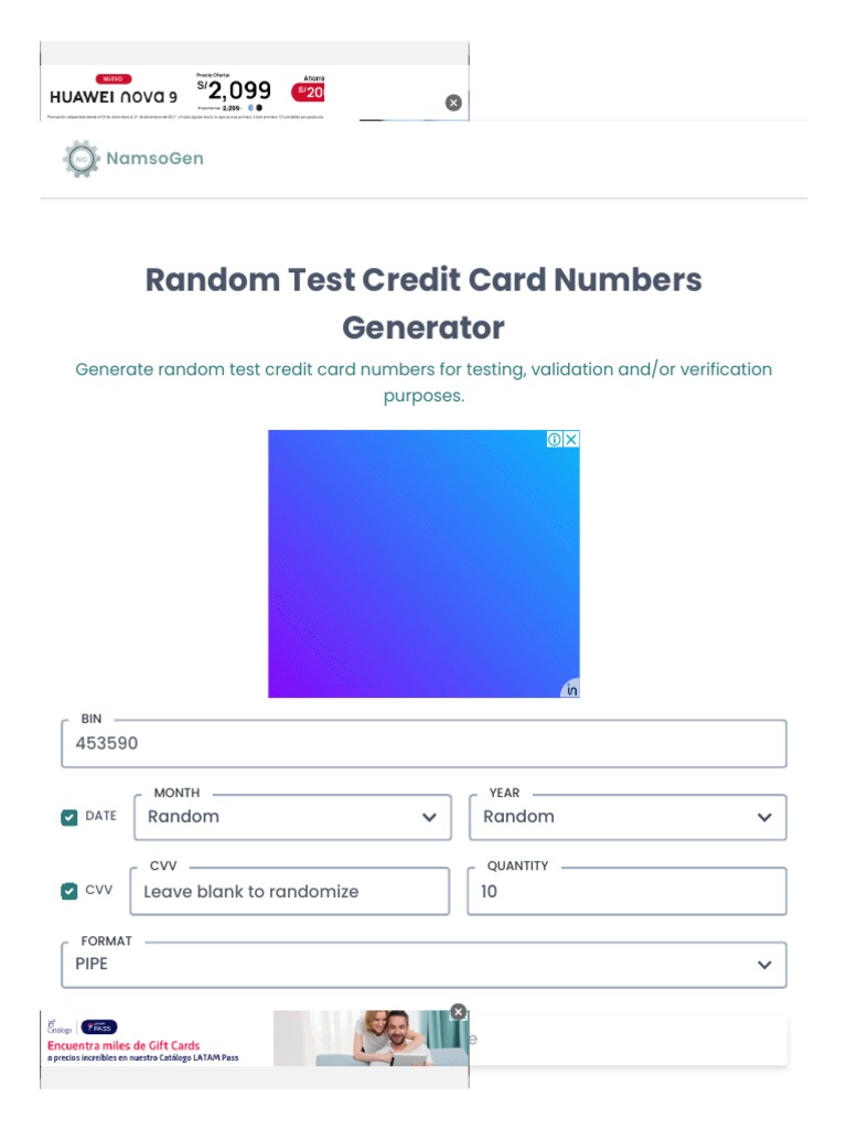 Random Test Credit Card Numbers | PDF | Credit Card | Information Age