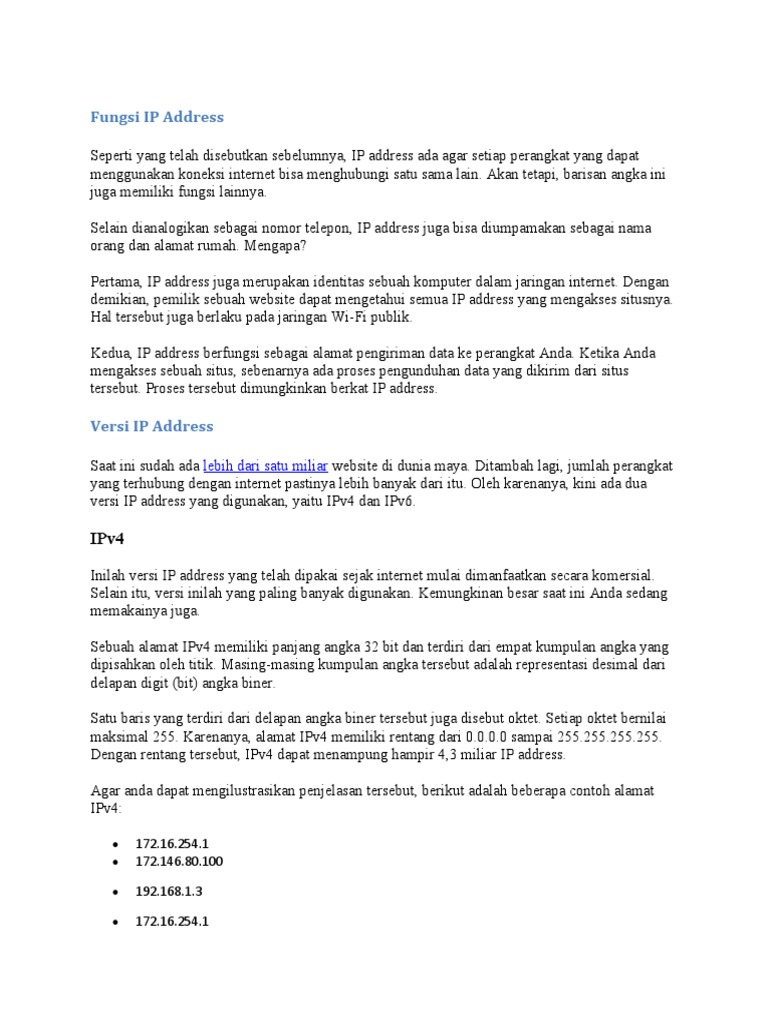 Fungsi IP Address | PDF