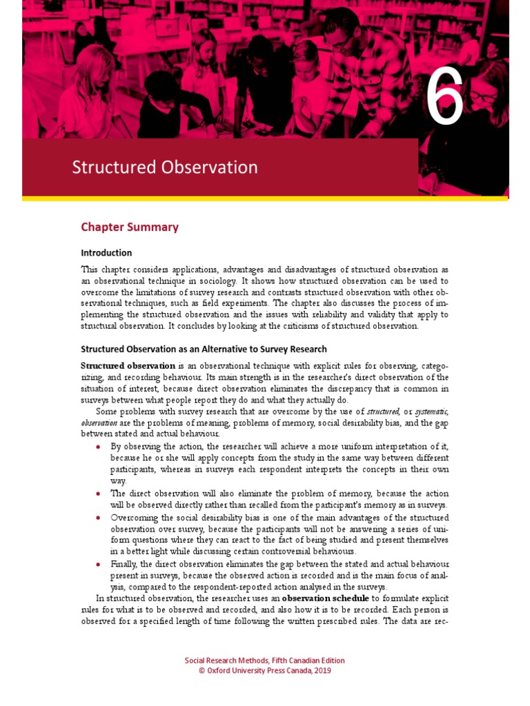 Structured Observation: Chapter Summary | PDF | Experiment | Survey Methodology