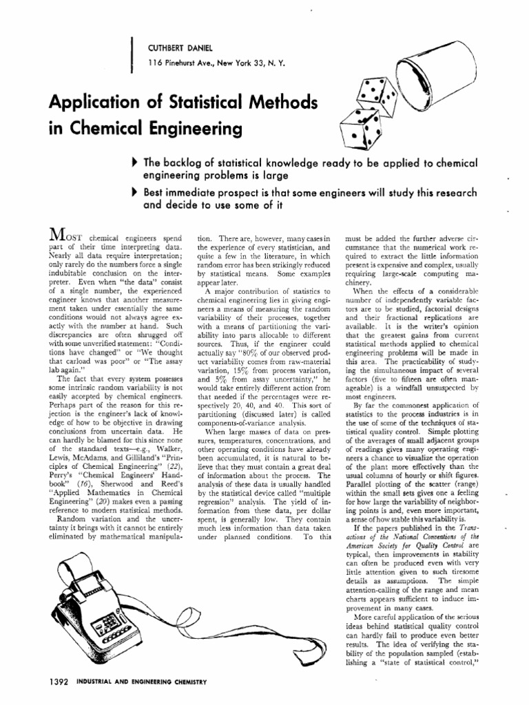 Application of Statistical Methods in Chemical Engineering | PDF ...