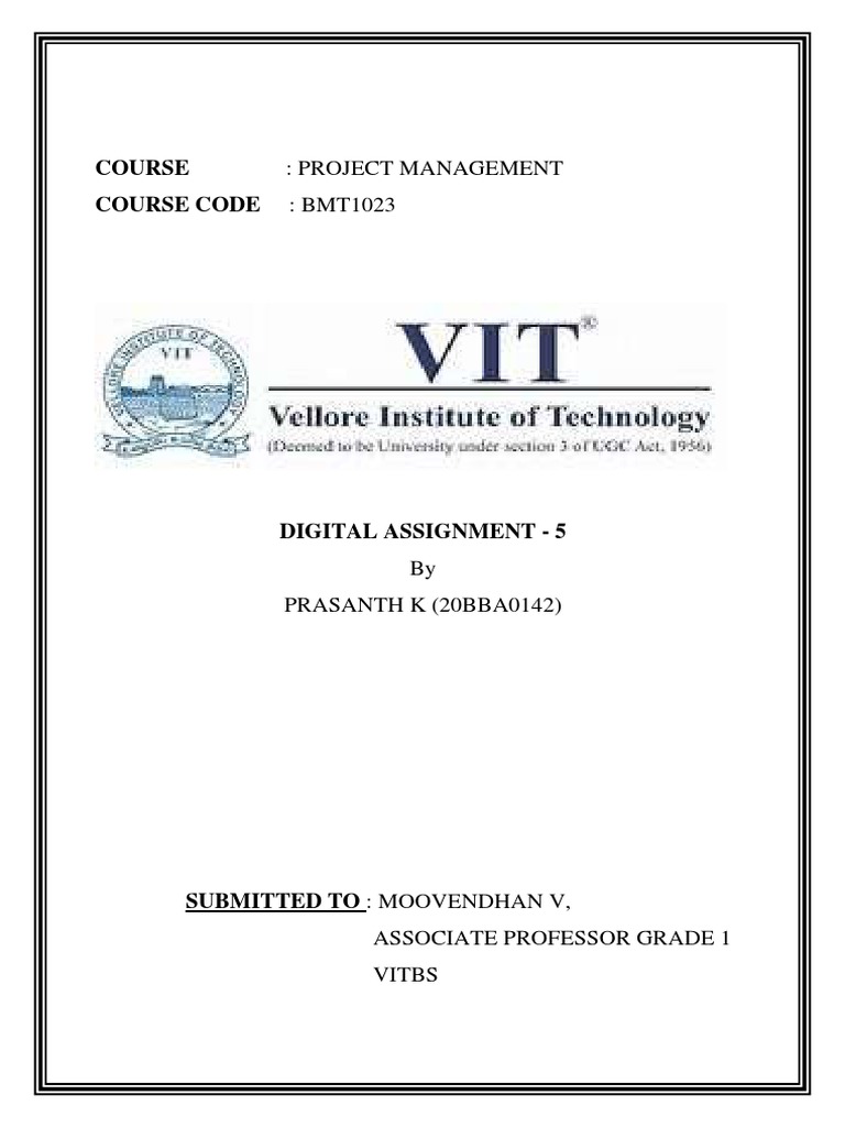 Course: Project Management Course Code: Bmt1023 | PDF | Project ...