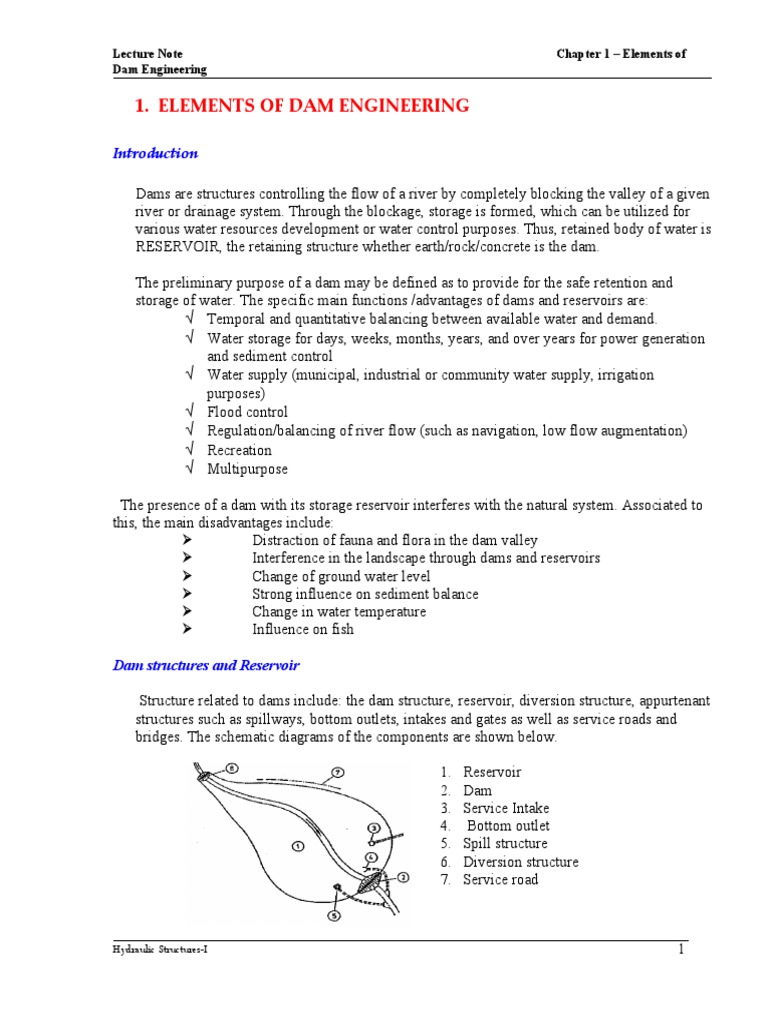Elements of Dam Engineering | PDF | Dam | Reservoir