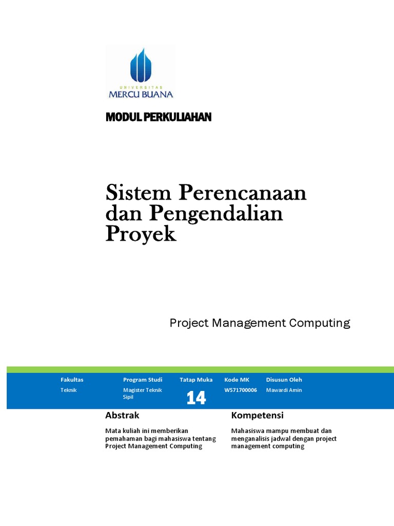 Sistem Perencanaan Dan Pengendalian Proyek: Modul Perkuliahan | PDF | Project Management | Databases