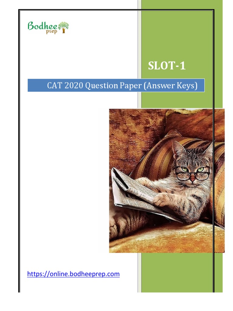 Cat 2020 Question Paper With Answer Keys Slot 1 Bodhee Prep Pdf