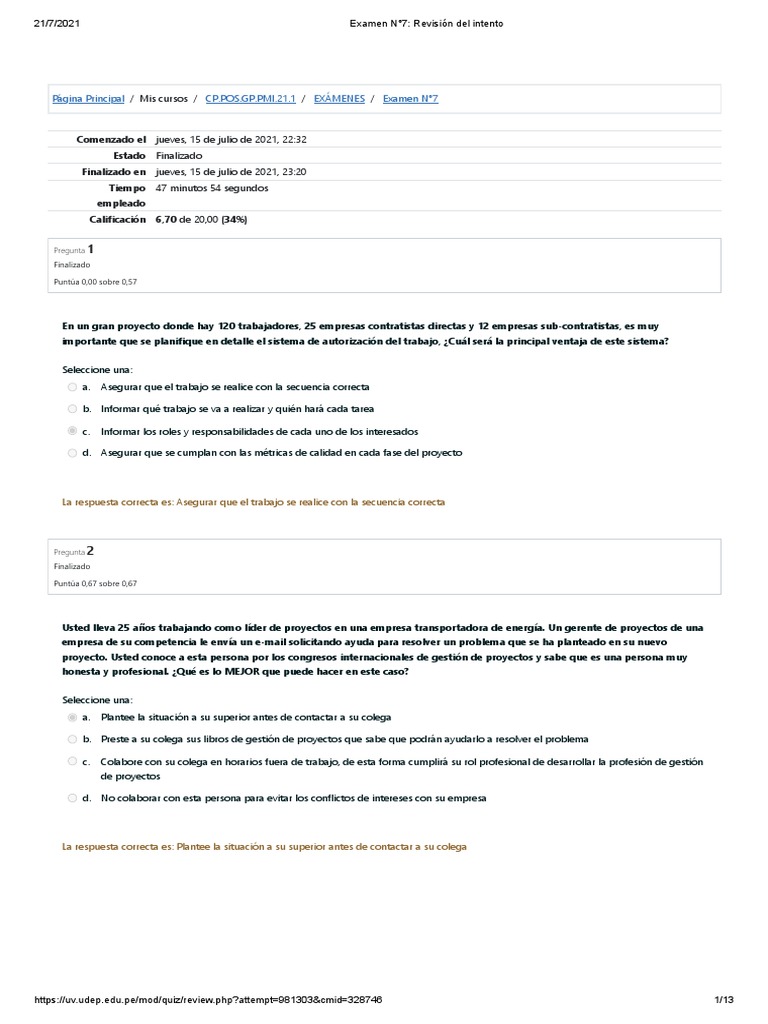 Examen 06 PMP | PDF | Planificación | Business
